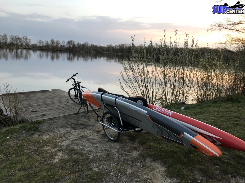 SUP-Board mit dem Fahrrad transportieren - Das ist unser Anhänger ...